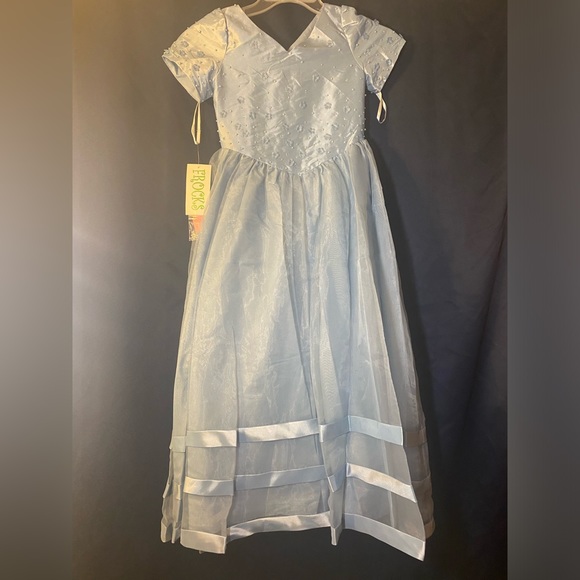 Frocks | Dresses | Nwt Frocks Girls Light Blue Beaded Mesh Ribbon Bow ...